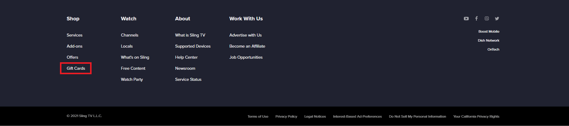 Use a Gift Card on an Existing Account | SLING TV Help