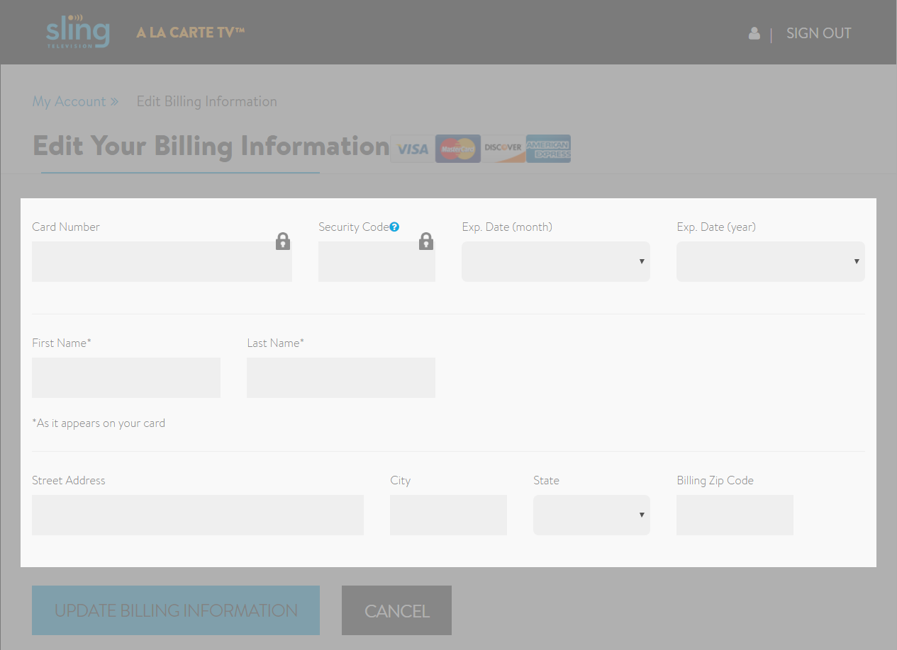 Updating a Billing Address | Sling TV Help