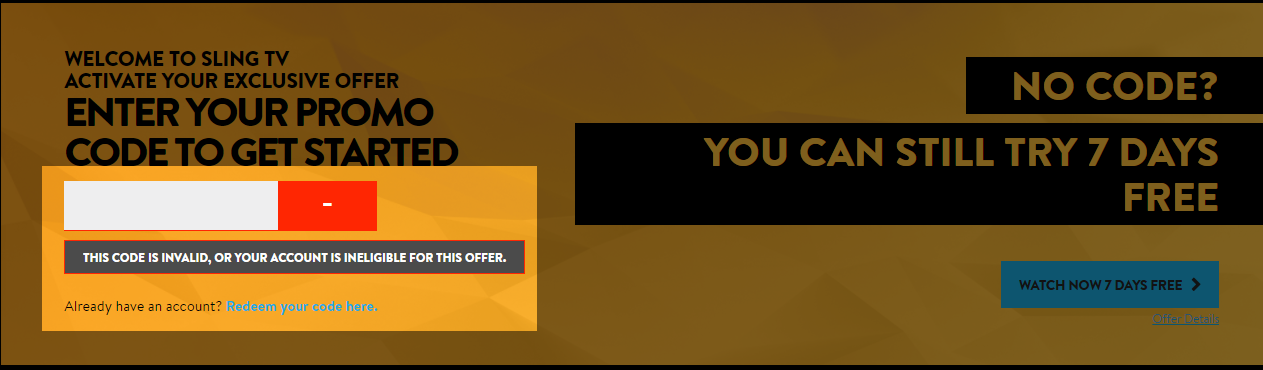 Redeem a SLING TV Promo Code | SLING TV Help